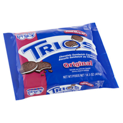Paskesz Trios Premium Original Chocolate Sandwich Cookies, 14.3 oz