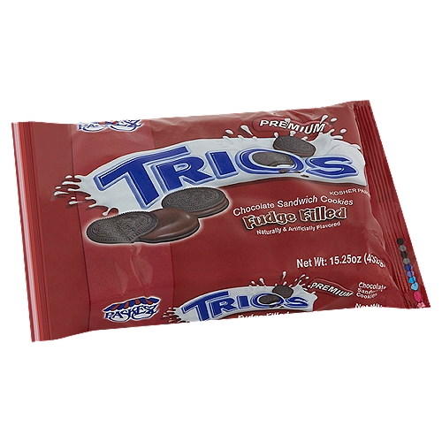Paskesz Trios Premium Fudge Filled Chocolate Sandwich Cookies, 15.25 oz Paskesz Trios Premium Fudge Filled Chocolate Sandwich Cookies, 15.25 oz