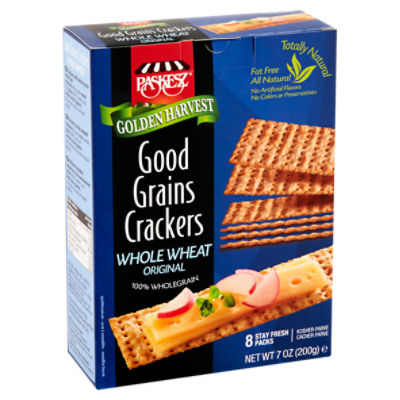 Paskesz Golden Harvest Whole Wheat Original Good Grains Crackers, 8 ...