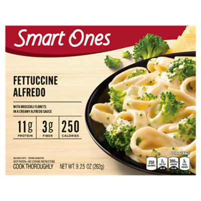 Smart Ones Fettuccine Alfredo with Broccoli Florets & Creamy Alfredo ...