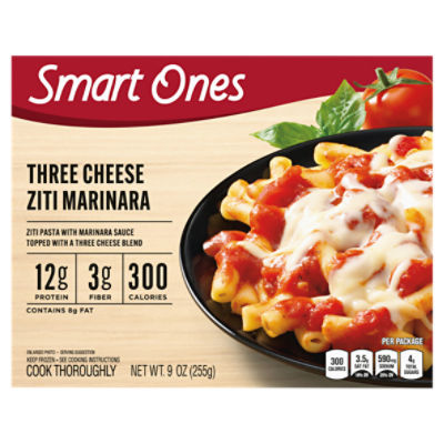 Smart Ones Three Cheese Ziti Pasta Marinara with Mozzarella, Monterey ...