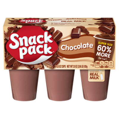 Snack Pack Chocolate Pudding Super Size, 5.5 oz, 6 count