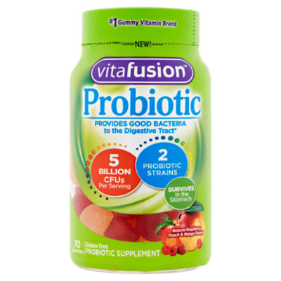 Vitafusion Probiotic Natural Raspberry, Peach & Mango Flavors Gummies ...