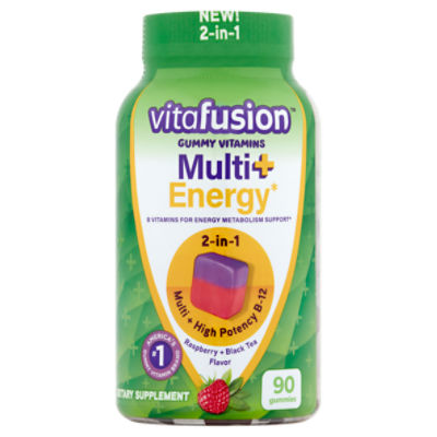 Vitafusion Gummy Vitamins Multi + Energy Raspberry + Black Tea Flavor ...