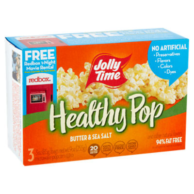 Jolly Time Healthy Pop Butter & Sea Salt Microwave Popcorn, 3 oz, 3 count