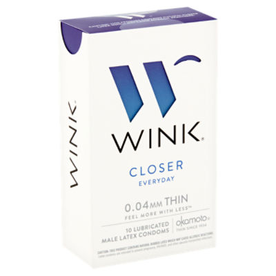 WINK Closer Everyday Lubricated Male Latex Condoms, 10 count