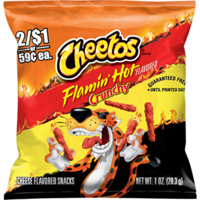 Cheetos Crunchy Cheese Flavored Snacks, Flamin' Hot Flavored, 1 Oz