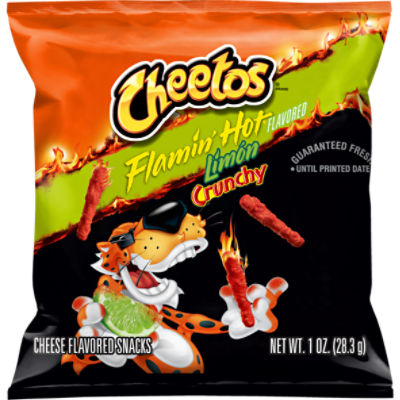 Cheetos Crunchy Cheese Flavored Snacks Flamin Hot Limon Flavored 1 Oz