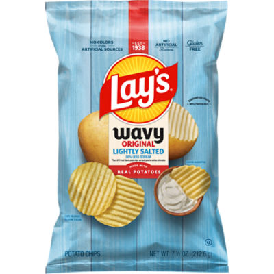 Lay's Wavy Lightly Salted Potato Chips, Original, 7 1/2 Oz - ShopRite