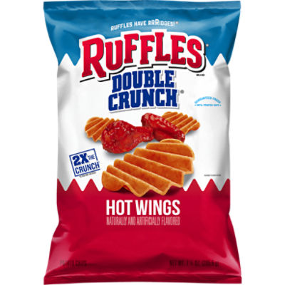 Ruffles Double Crunch Potato Chips, Hot Wings Flavored, 7 1/4 Oz ...