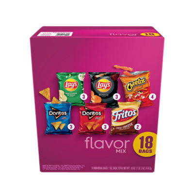 Frito Lay Snacks Flavor Mix, Variety Packs, 18 Oz, 18 Count - Fairway