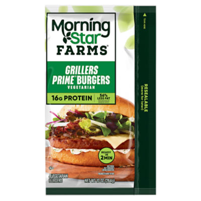 MorningStar Farms Grillers Prime Veggie Burgers, 10 oz, 4 Count