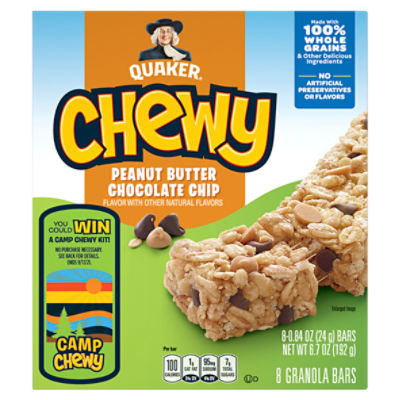 Quaker Chewy Peanut Butter Chocolate Chip Granola Bars, 0.84 oz, 8 count