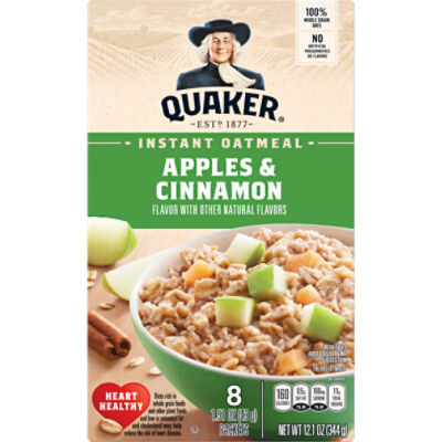 Quaker Instant Oatmeal, Apples & Cinnamon, 1.51 Oz, 8 Count - The Fresh ...