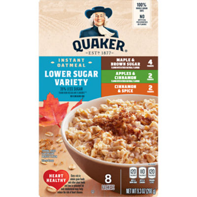 Quaker Instant Oatmeal Lower Sugar Variety 9.3 Oz 8 Count - ShopRite