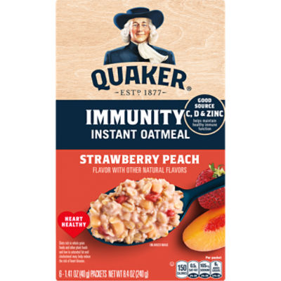 Quaker Fruit Fusion Instant Oatmeal Strawberry Peach 1.41 Oz 6 Count ...