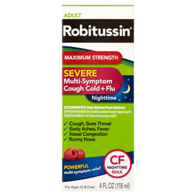 Robitussin Adult Maximum Strength Nighttime Severe Multi-Symptom Cough ...