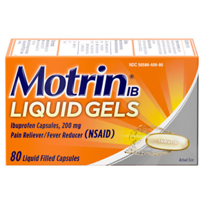 Motrin IB Ibuprofen Liquid Gels, 200 mg, 80 count