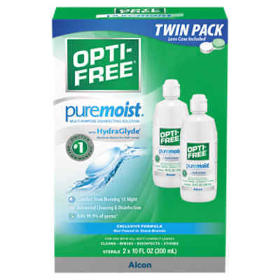 Opti-Free Puremoist Multi-Purpose Disinfecting Solution Twin Pack, 10 ...