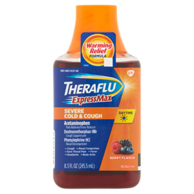 Theraflu ExpressMax Daytime Berry Flavor Severe Cold & Cough Liquid, 8. ...