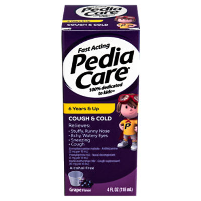 Pedia Care Grape Flavor Cough & Cold Syrup, 6 Years & Up, 4 fl oz ...