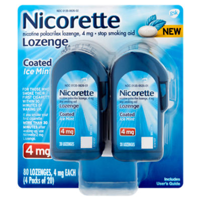 Nicorette Coated Ice Mint Nicotine Lozenge, 4 mg, 20 count, 4 pack ...