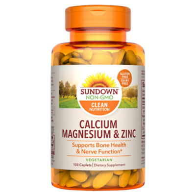 Sundown Calcium, Magnesium and Zinc High Potency, 100 Caplets - ShopRite