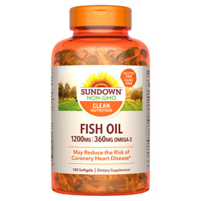 Sundown Fish Oil 1200 mg, Omega-3 Dietary Supplement, Supports Heart ...