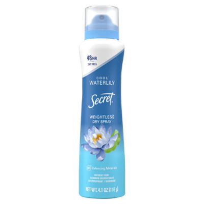 Secret Dry Spray Antiperspirant Deodorant, Waterlily and Argan Oil, 4.1oz.