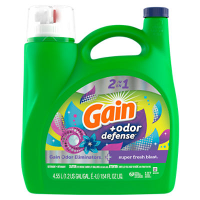 Gain + Odor Defense 2 in 1 Detergent, 107 loads, 154 fl oz - ShopRite