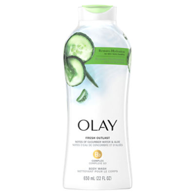Olay Fresh Outlast Notes of Cucumber Water & Aloe Body Wash, 22 fl oz
