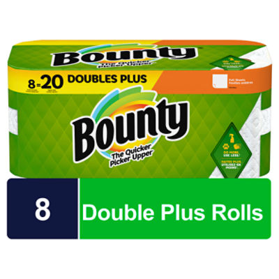 Bounty White Full Sheets Double Plus Rolls Paper Towels, 8 count - ShopRite