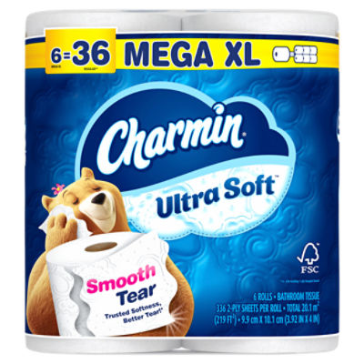 Charmin Ultra Soft Toilet Paper 6 Mega XL Rolls - The Fresh Grocer