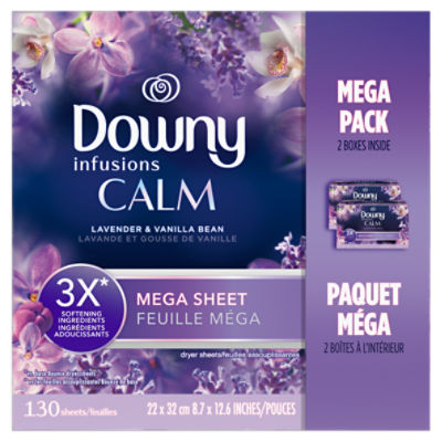 Downy Infusions Calm Lavender & Vanilla Bean Mega Dryer Sheets Mega ...
