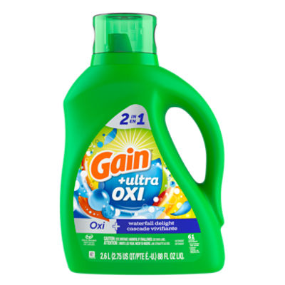 Gain Ultra Oxi Liquid Laundry Detergent, 61 loads, 88 fl oz, Waterfall ...