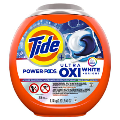 Tide Plus Power Pods Ultra Oxi White + Bright Detergent, 25 count, 40 ...