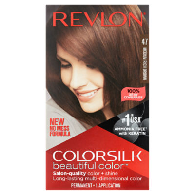 Revlon ColorSilk Beautiful Color 47 Medium Rich Brown Permanent ...