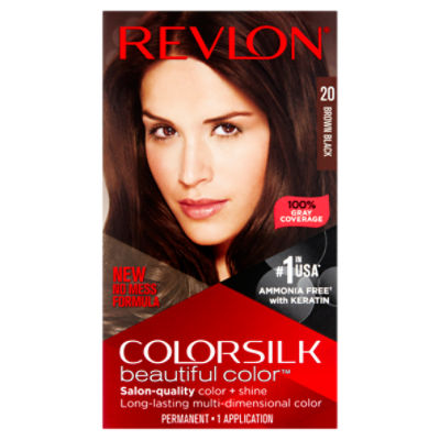 Revlon ColorSilk Beautiful Color 20 Brown Black Permanent Haircolor, 1 ...