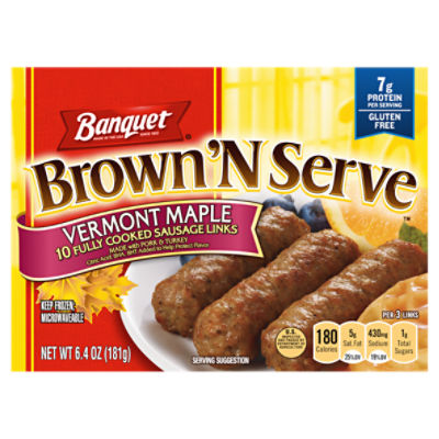 Banquet Brown N Serve Vermont Fully Cooked Sausage Links 10 Count 6