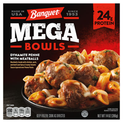 Banquet Mega Bowls Dynamite Penne with Meatballs, 14 oz - ShopRite