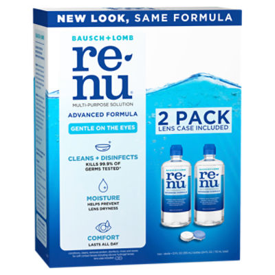Bausch + Lomb Renu Advanced Formula Multi-Purpose Solution, 12 fl oz, 2 ...