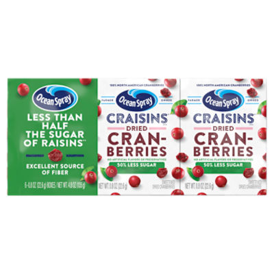 Ocean Spray Craisins 50% Less Sugar Sweetened Dried Cranberries, 0.8 oz ...