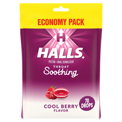 Halls Cool Berry Flavor Throat Soothing, Drops