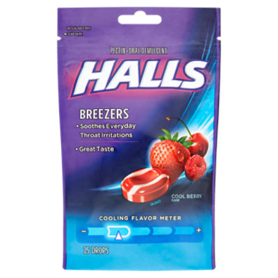 Halls Breezers Cool Berry Flavor Drops, 25 count