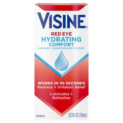 Visine Red Eye Hydrating Comfort Lubricant & Redness Reliever Eye Drops ...