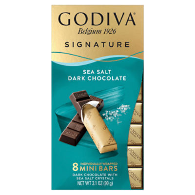 Godiva Signature Sea Salt Dark Chocolate Mini Bars, 8 count, 3.1 oz ...