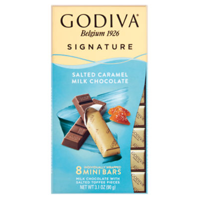 Godiva Signature Salted Caramel Milk Chocolate Mini Bars, 8 count, 3.1 ...