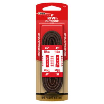 KIWI Outdoor Round Laces, Black and Sand, 45 in, 1 pair