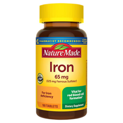 Nature Made Iron 65 mg (from Ferrous Sulfate) Tablets, 180 Count