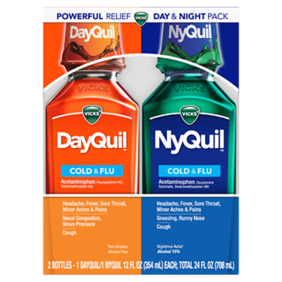 VICKS DayQuil & NyQuil Cold & Flu Non-Drowsy & Nighttime Relief Liquid ...
